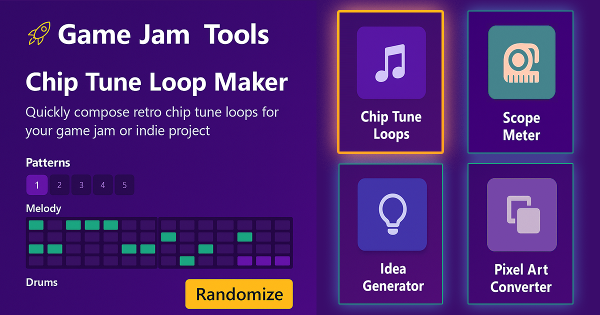 Game Jam Tools | Pitch Generator - Chip Tune Maker - Palette Picker - Pixel Art Converter ...